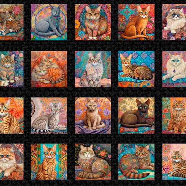 Cat Quilt Panel - Etsy
