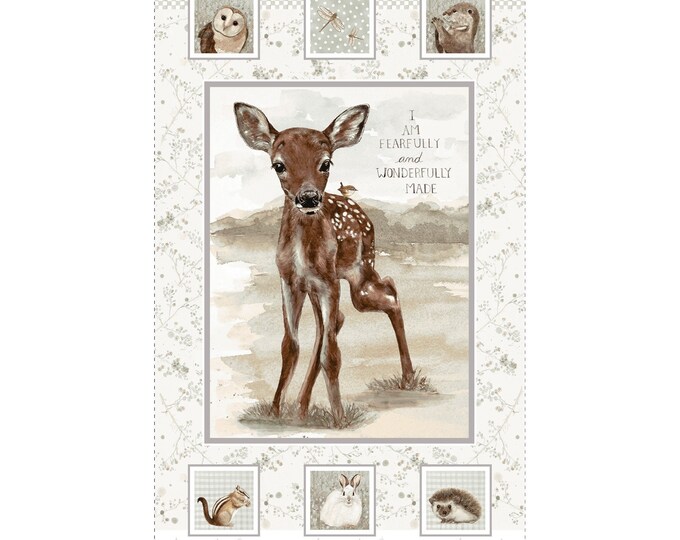 BABY DEER Fearfully & Wonderfully Made Cotton Fabric Panel 23" X 44 ...