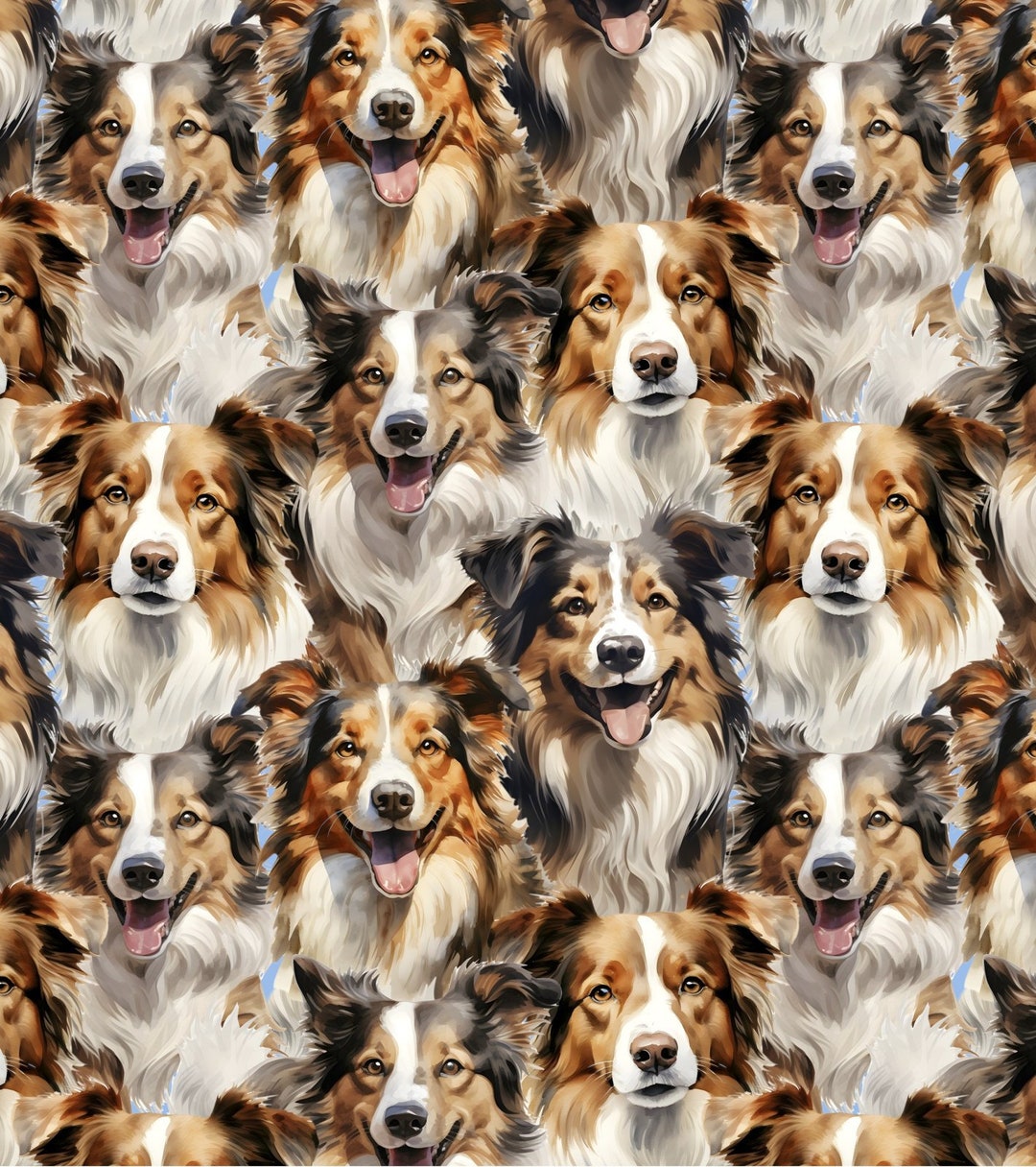 COLLIE DOG PORTRAITS Dog Breed Cotton Fabric, David Textiles, Quilting ...