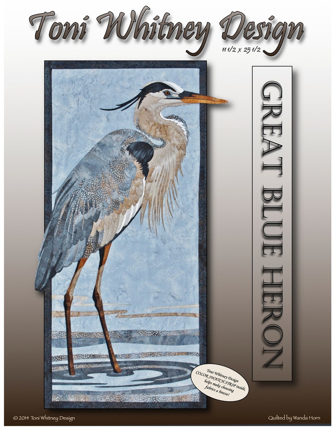 GREAT BLUE HERON Sewing Pattern, Toni Whitney Pattern, Fusible Applique ...