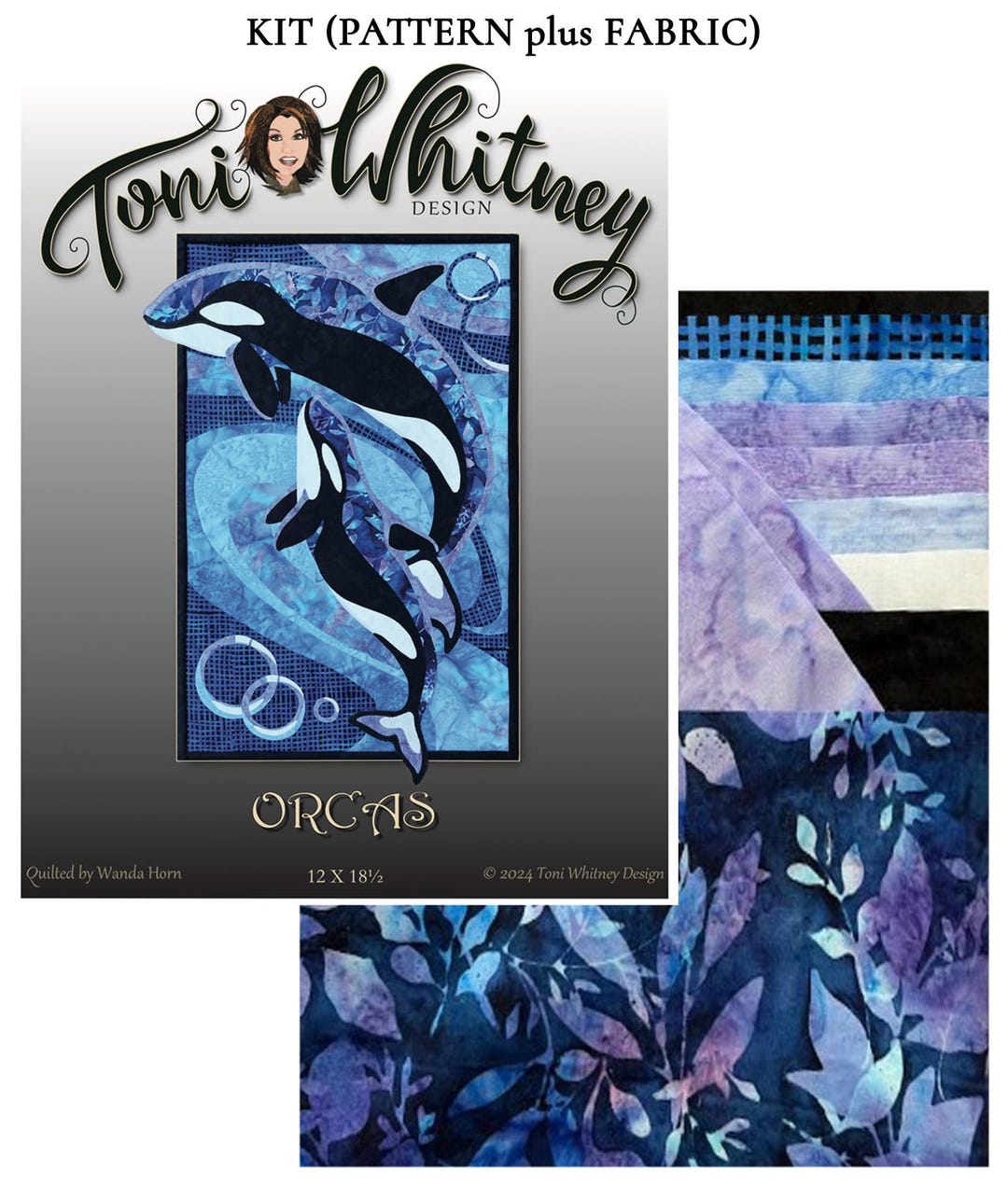 ORCAS Killer WHALE Applique Quilt Kit PREORDER, Toni Whitney, Fusible ...