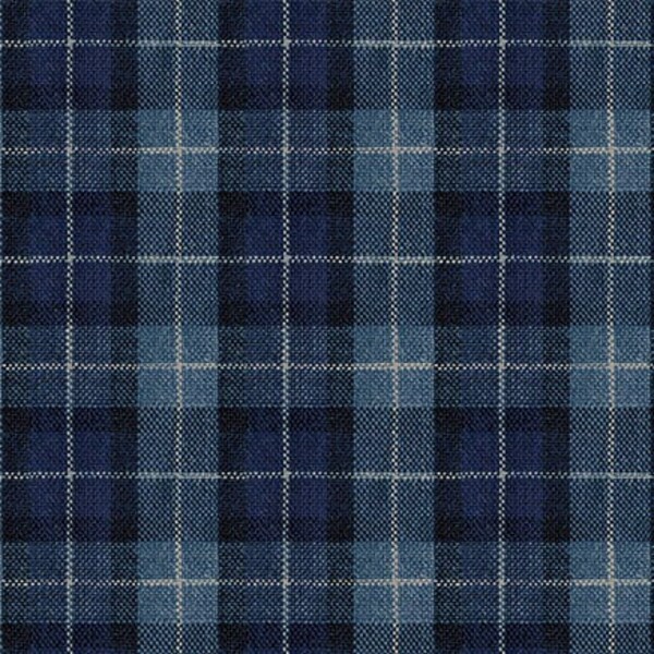 Blue Check Fabric - Etsy