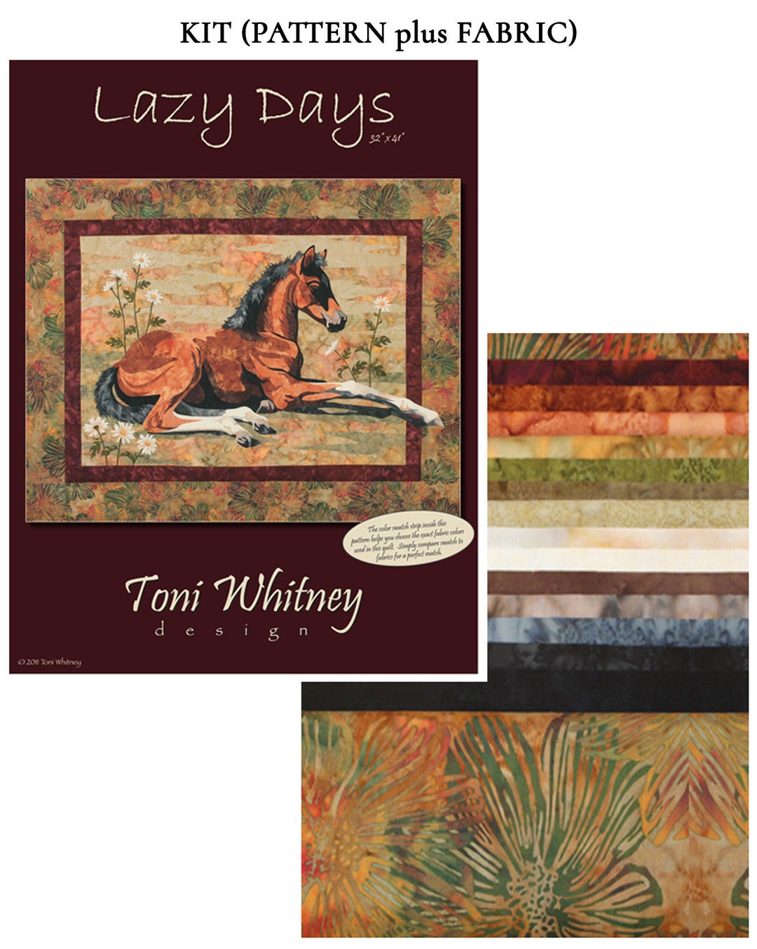 LAZY DAYS Horse Applique Quilt Kit PREORDER, Toni Whitney Pattern ...