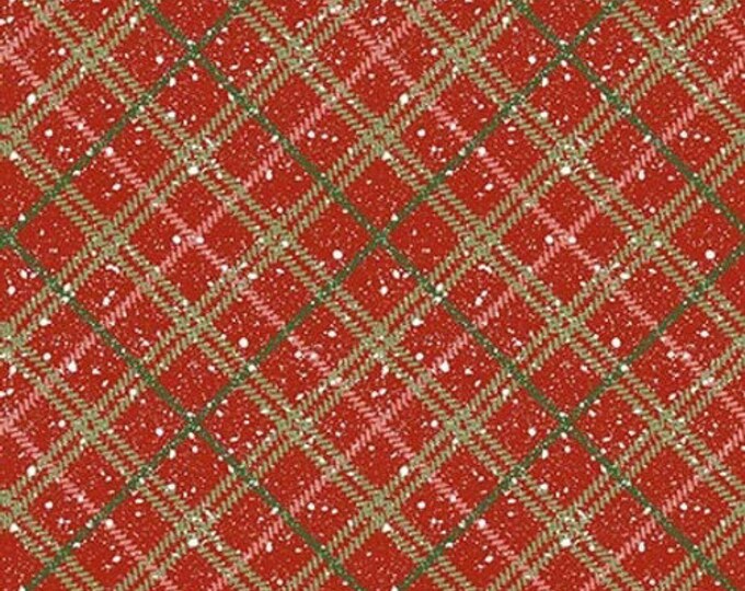 End of Bolt RED CHRISTMAS PLAID 34" X 44" Cotton Fabric, Henry Glass ...