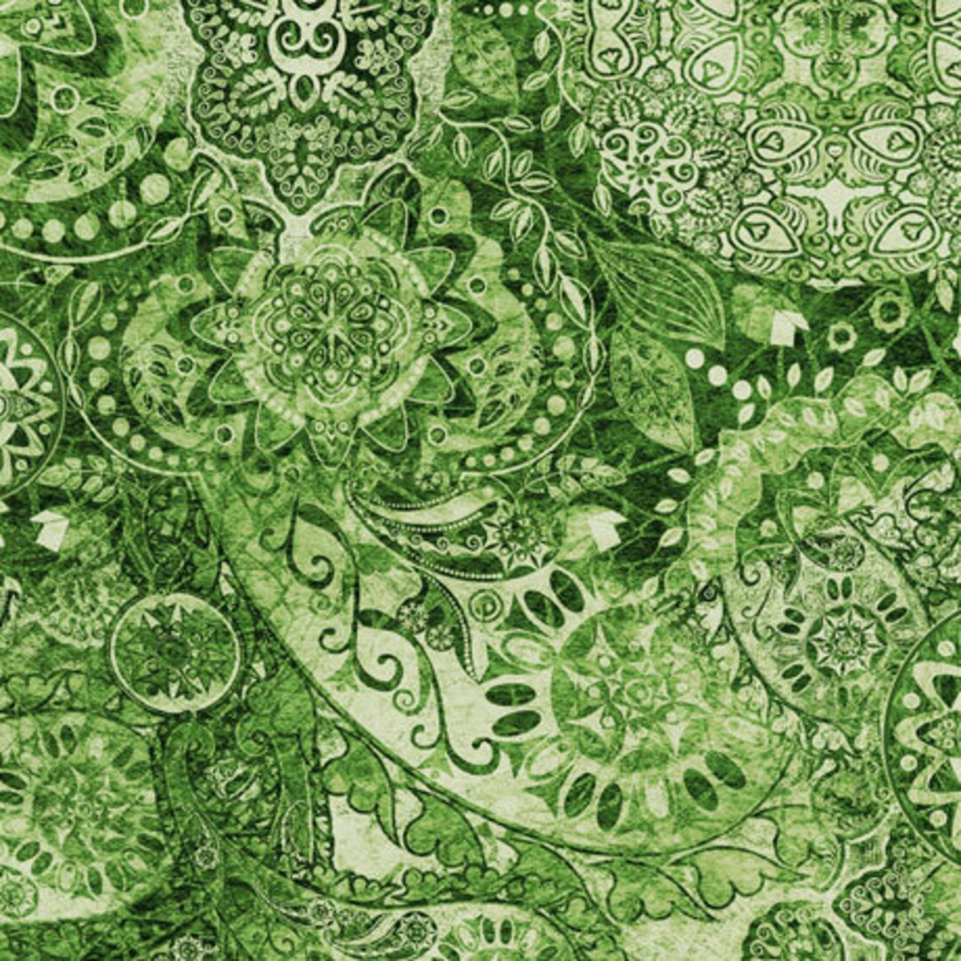 GREEN OMBRE H Money Bohemian Rhapsody Cotton Fabric Qt - Etsy