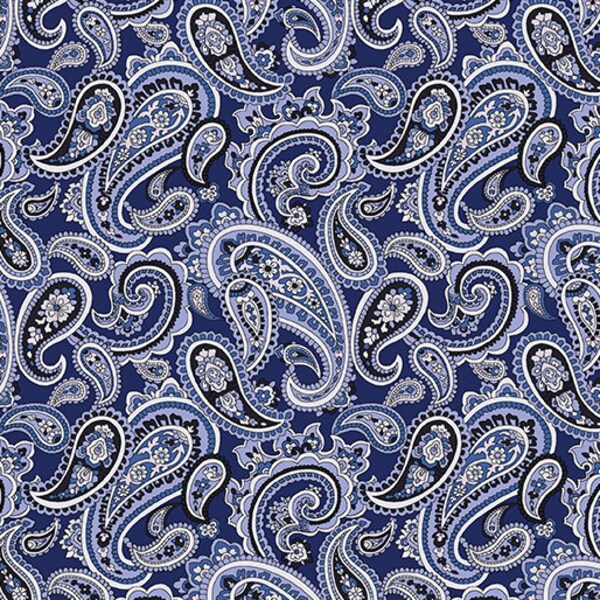 Navy Blue Paisley Fabric - Etsy