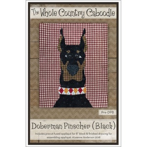 DOBERMAN PINSCHER (BLACK) Precut Fused Applique 8" Quilt Block Pattern ...