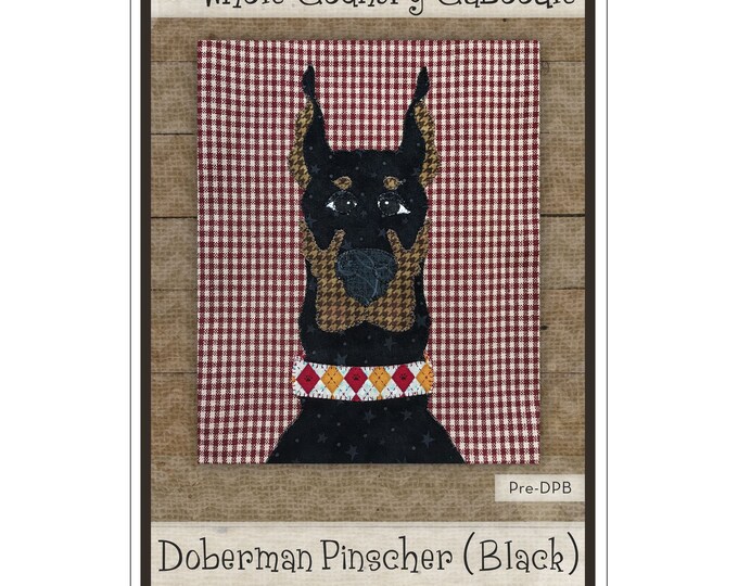 DOBERMAN PINSCHER (BLACK) Precut Fused Applique 8" Quilt Block Pattern ...