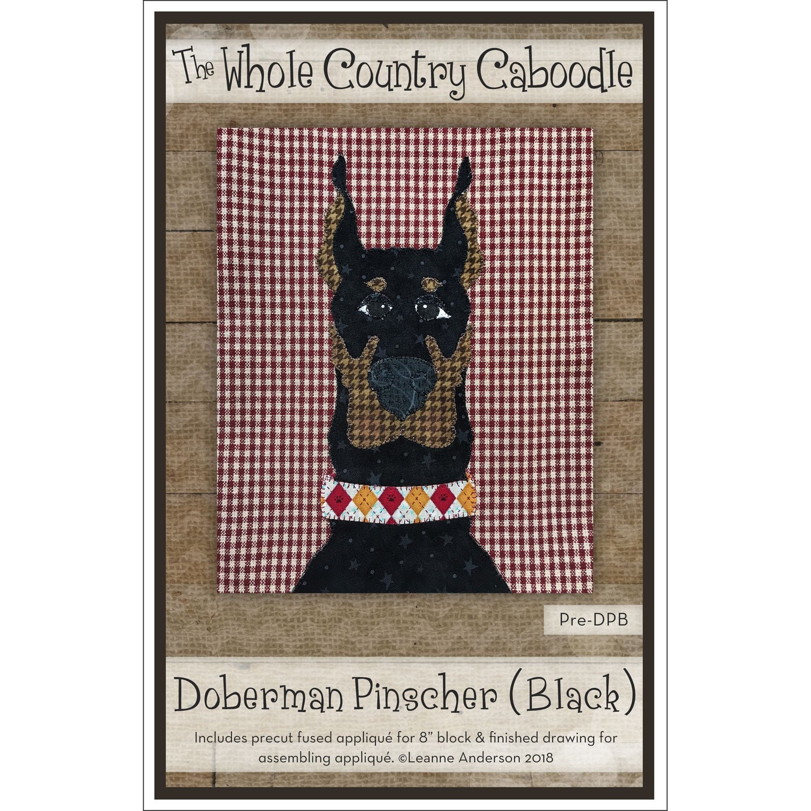 DOBERMAN PINSCHER (BLACK) Precut Fused Applique 8" Quilt Block Pattern ...
