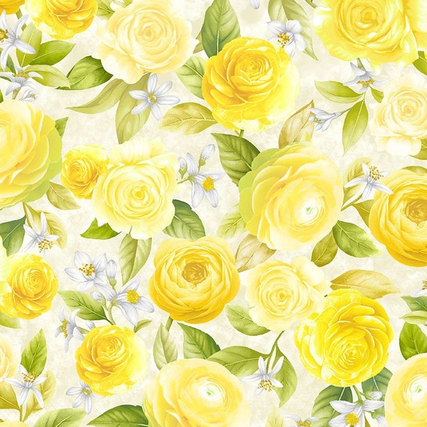 Yellow Rose Fabric - Etsy