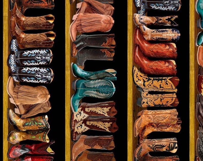 End of Bolt COWBOY BOOT BORDERS 17" X 44" Cotton Fabric, Michael Miller ...