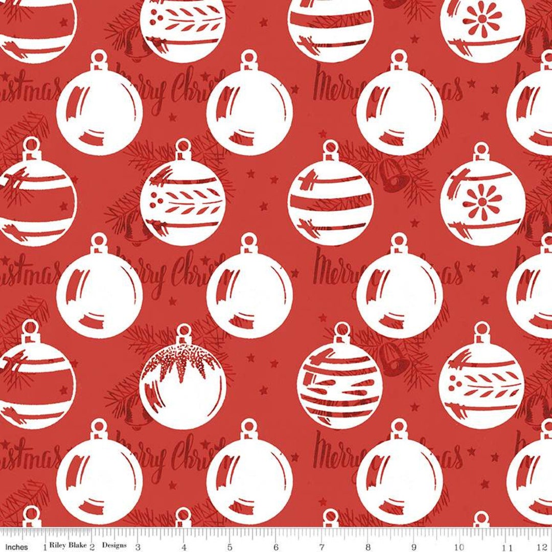 CLEARANCE End of Bolt Ornaments on Red 36 X 44 Cotton Fabric, Riley ...