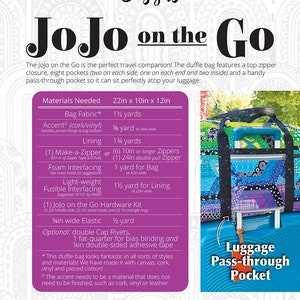 JOJO on the GO Duffle Bag Pattern, Sassafrass Lane Designs Sewing ...
