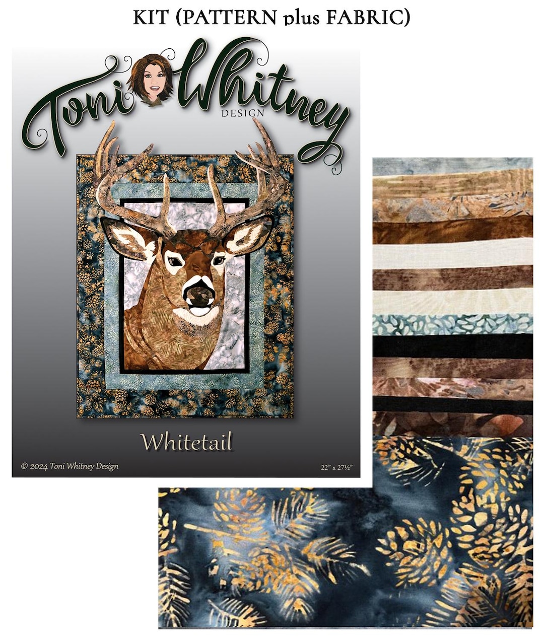 WHITETAIL DEER Applique Quilt Kit PREORDER, Toni Whitney Pattern ...