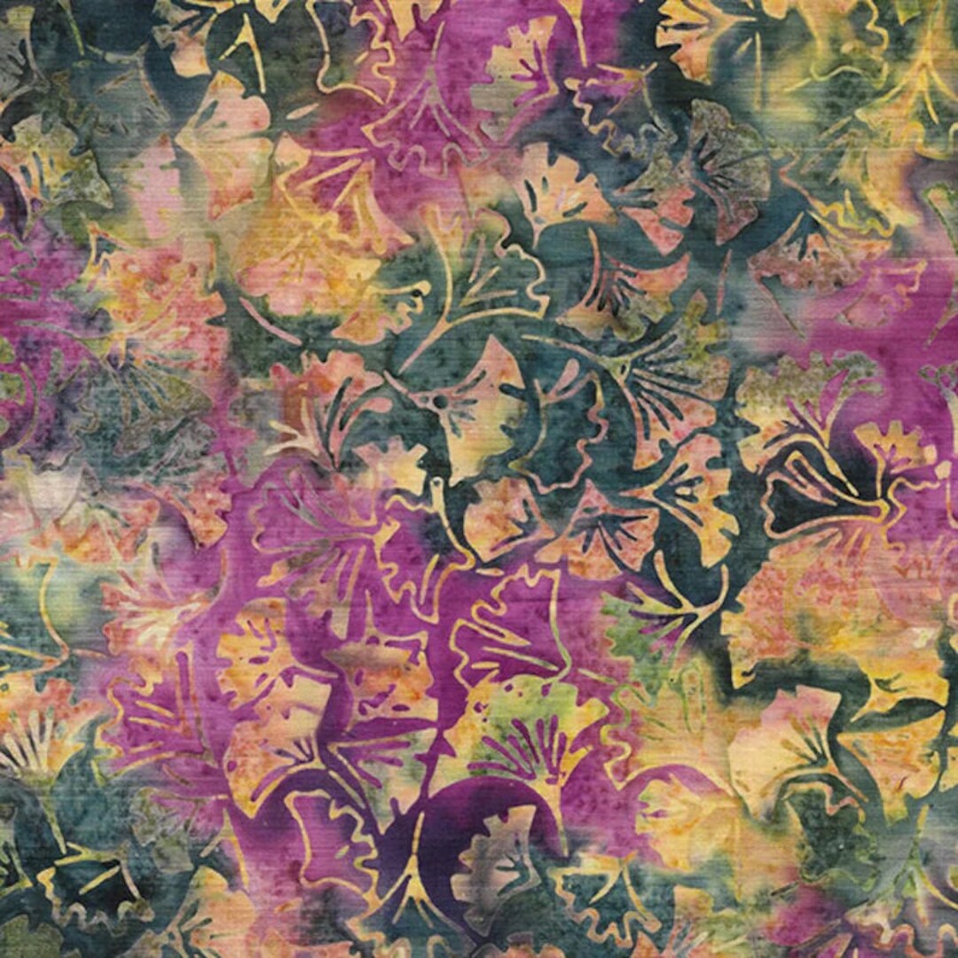 GINGKO LEAVES MULTI Batik Cotton Fabric, Island Batiks Fabric, zen Chic ...