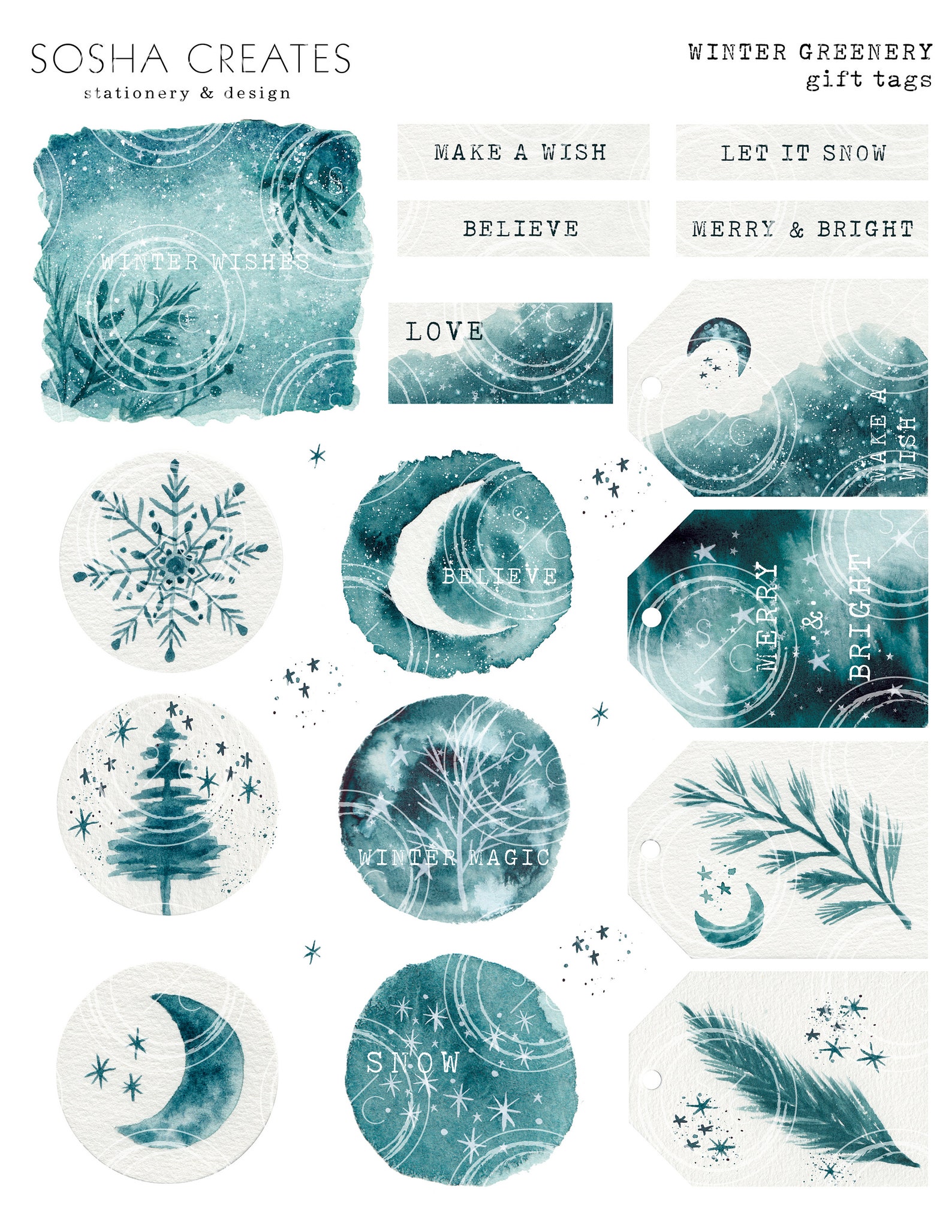 Winter Greenery Gift Tags | Etsy