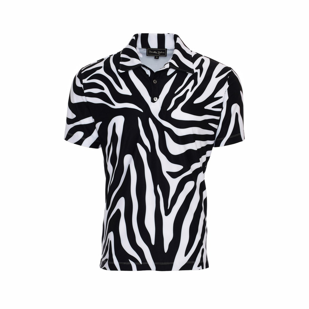 Men's Zebra Print Golf Polo Shirt | Collared Animal Print Short Sleeve ...