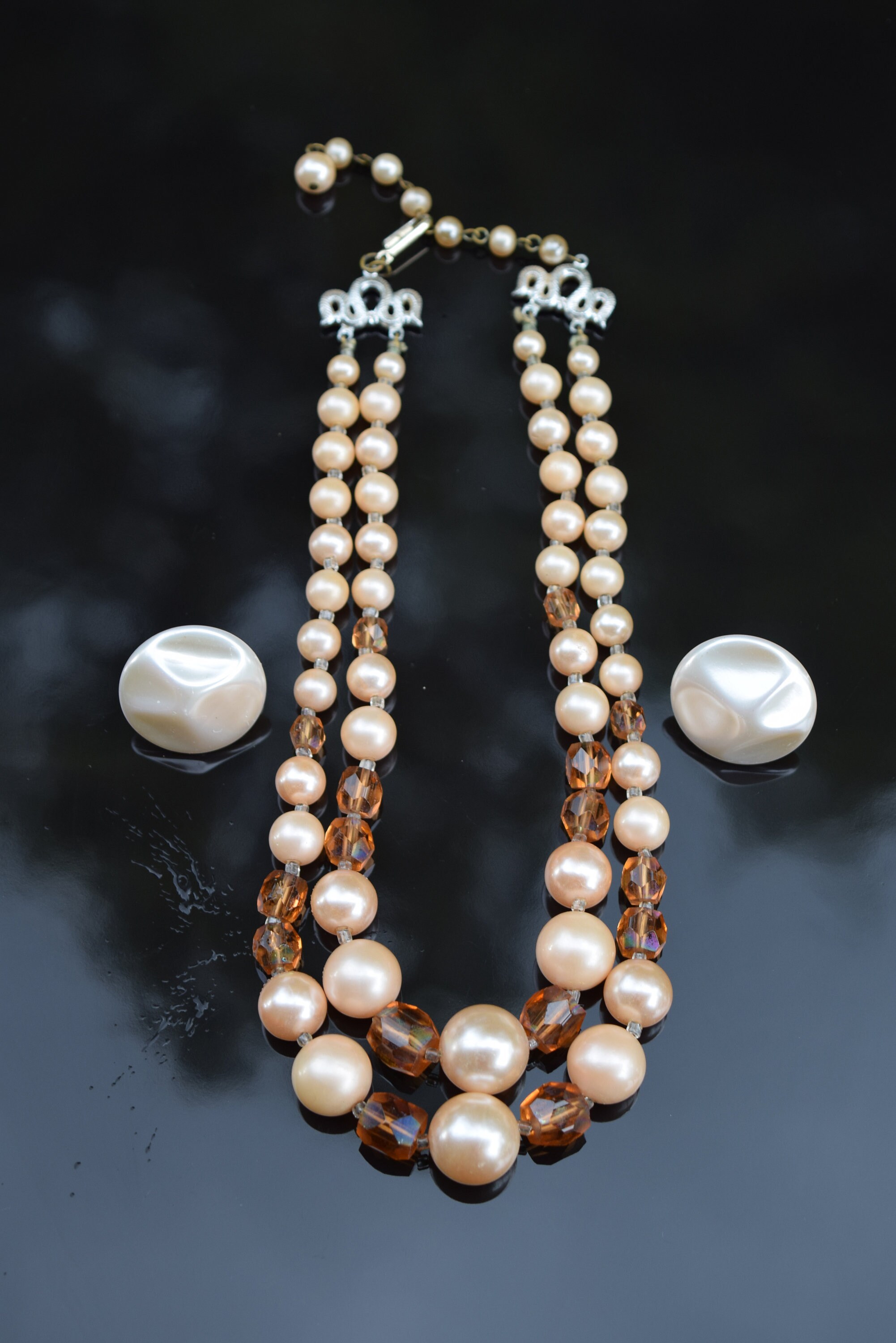 Vintage 1960s Crystal Jewelry Set 60s Round Pearl Faceted - Etsy