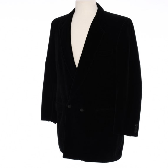 1980s Halston Black Blazer | Mens Velvet Formal Jacke… - Gem