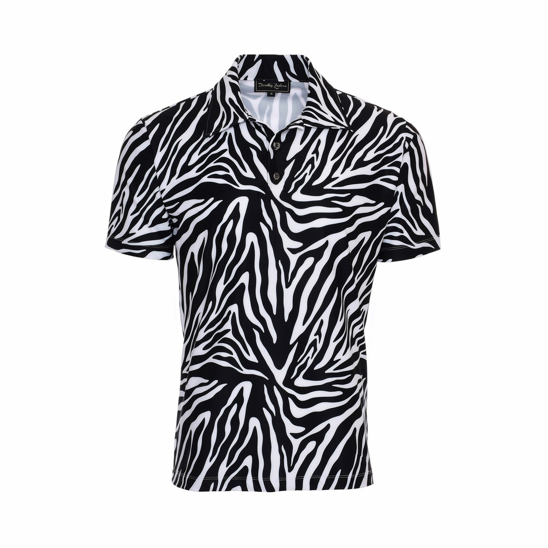 Bold Zebra Jersey Knit Golf Polo for Men - Collared Short Sleeve Animal ...