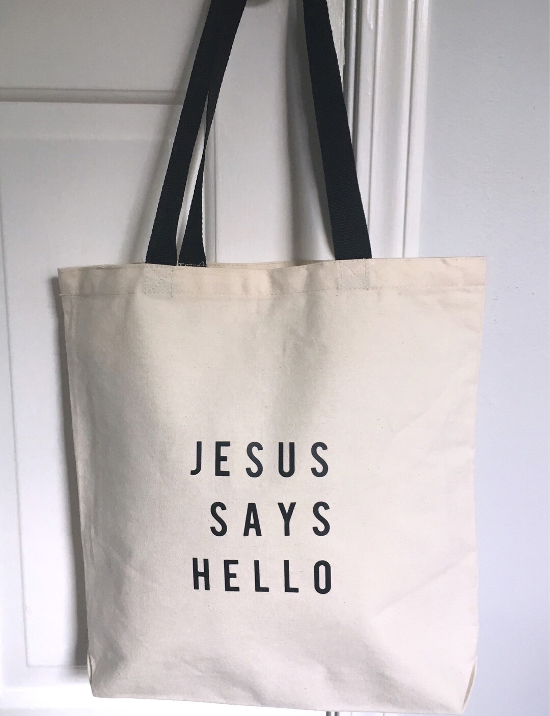 Jesus Says Hello Tote Bag Eco Friendly Canvas Bag Religious Gift ...