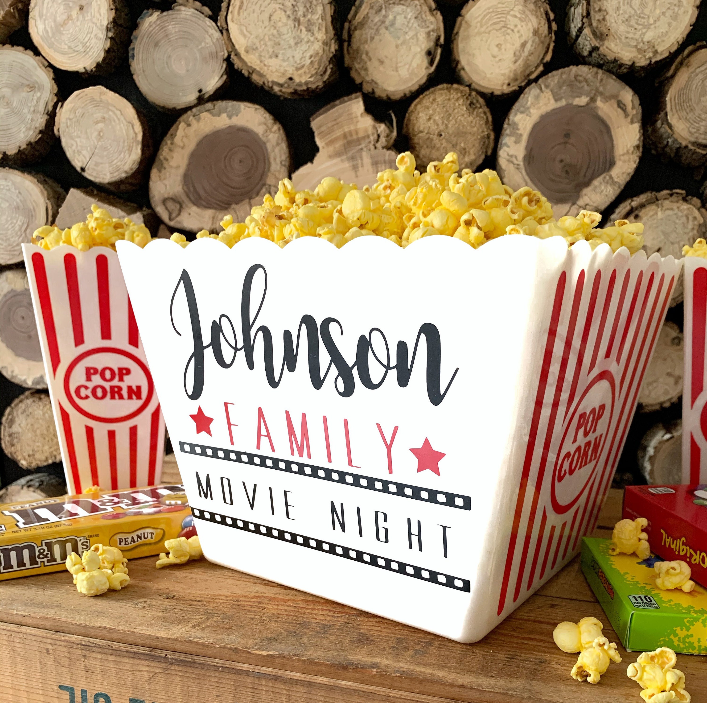 Personalized Family Movie Night® Popcorn Container Movie - Etsy