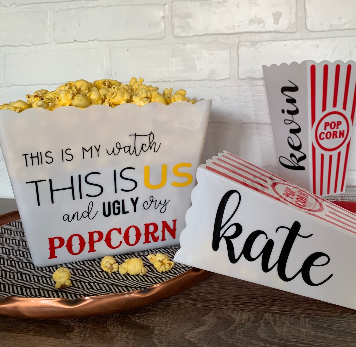Personalized Popcorn Container Individual Size Family - Etsy