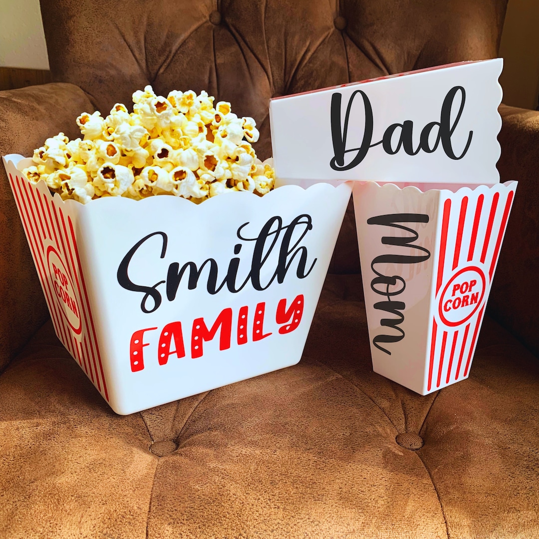 Personalized Family Movie Night Popcorn Bucket Set - Etsy