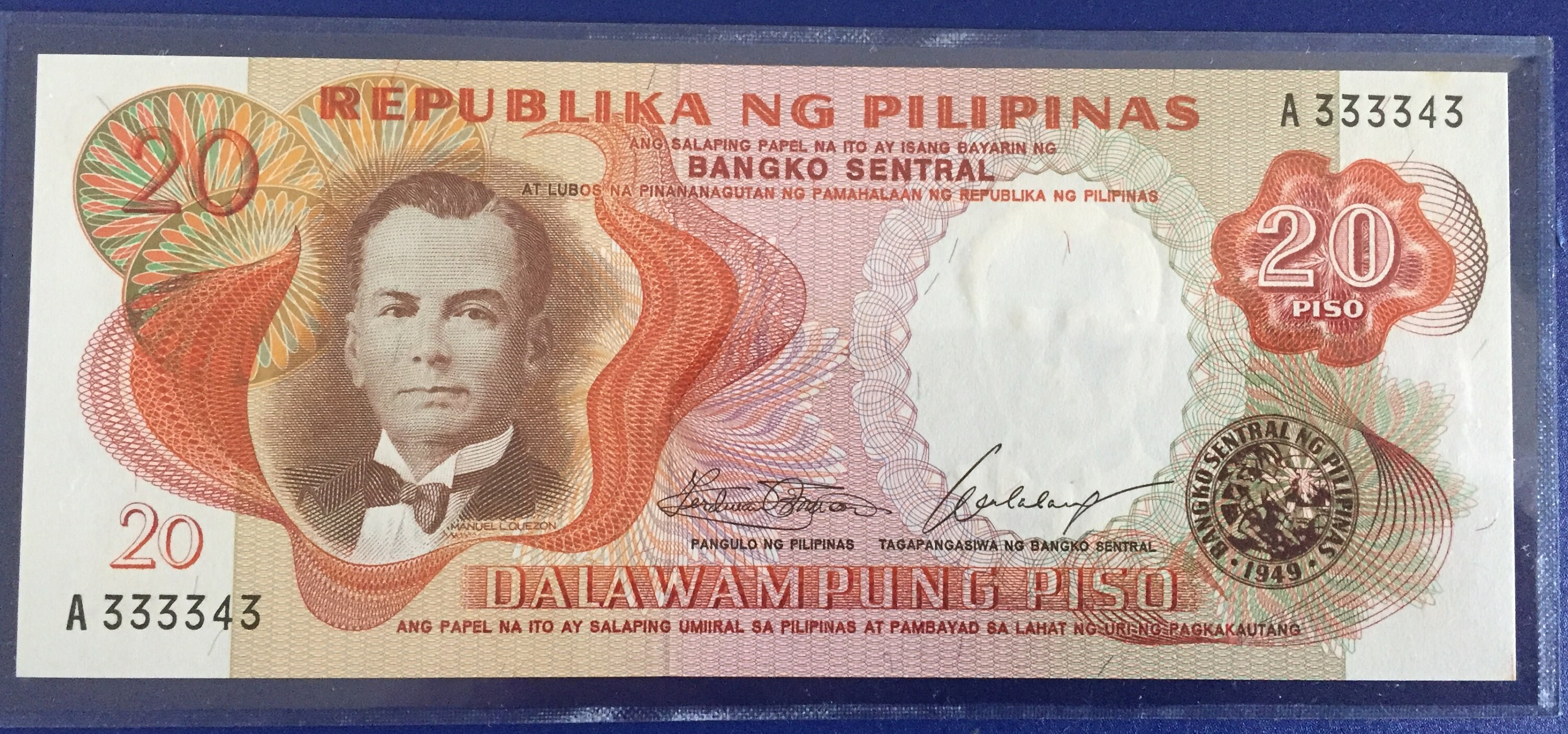 Philippines Bank Note 20 Piso P145b 1969 Issue 2 Digit Number - Etsy
