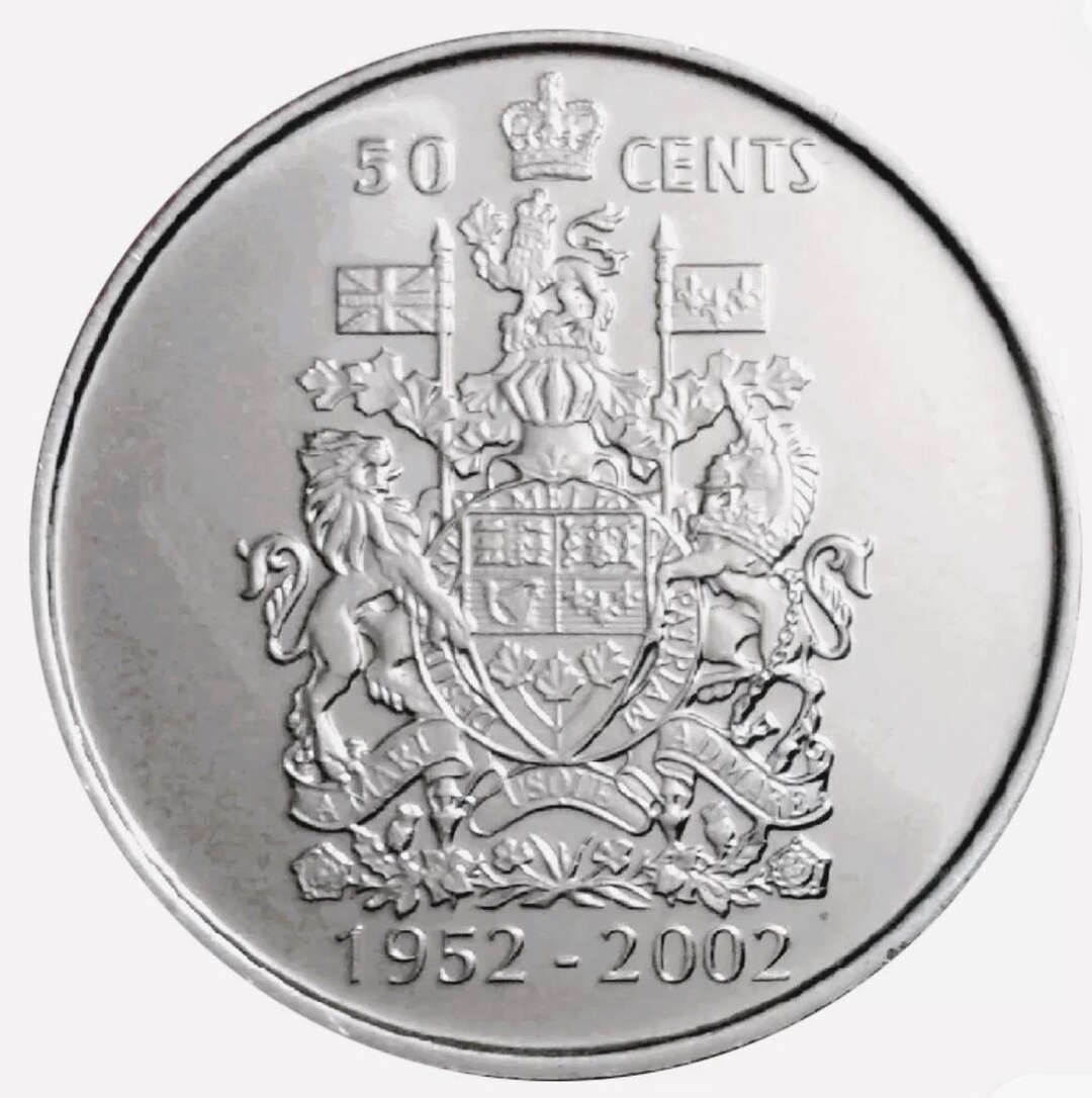 Canada 1952-2002 P Fifty 50 Cents Half Dollar Coin - Queen Golden ...