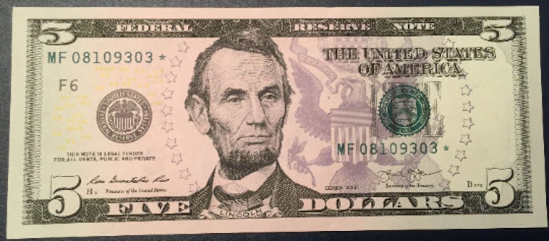 United States 2013 Replacement Star Note 5 Dollars Bill UNC - Etsy