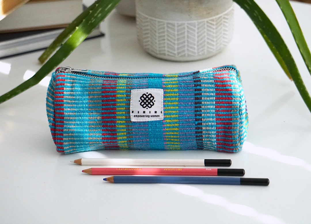 Baby Blue Boho Pencil Case Roomy Makeup Holder Large Capacity Pencil ...