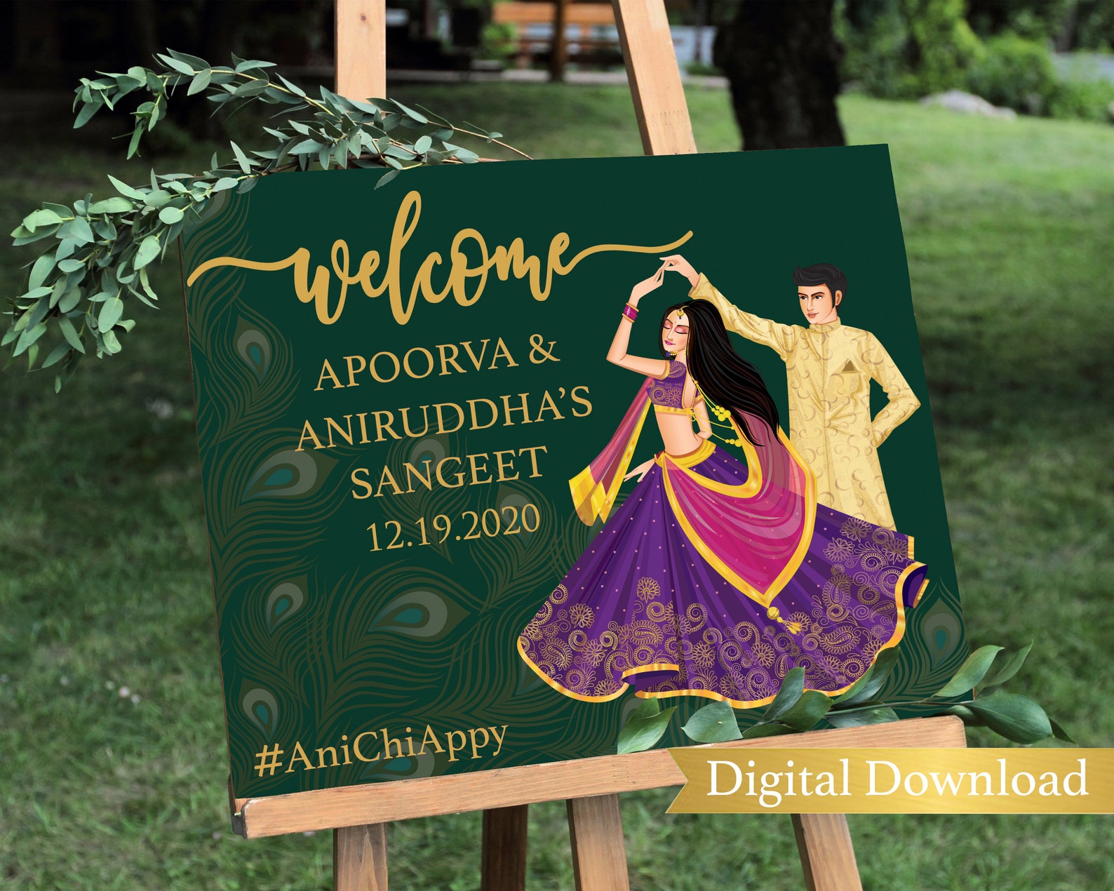 Indian Wedding Sangeet Night, Welcome Sign, Sangeet Sign, Indian ...