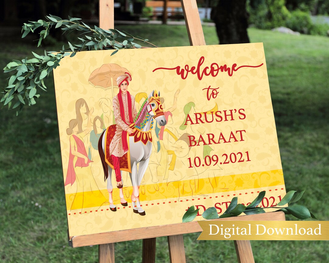 Buy Indian Wedding Baraat Welcome Sign, Indian Wedding Sign, Sangeet ...