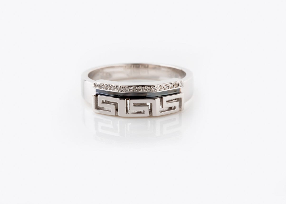 Greek Meander Ring 18K Greek Key Design Diamond Ring 18K Gold, White ...