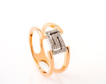 Greek Meander Ring 18K Greek Key Design Diamond Ring 18K | Etsy Canada