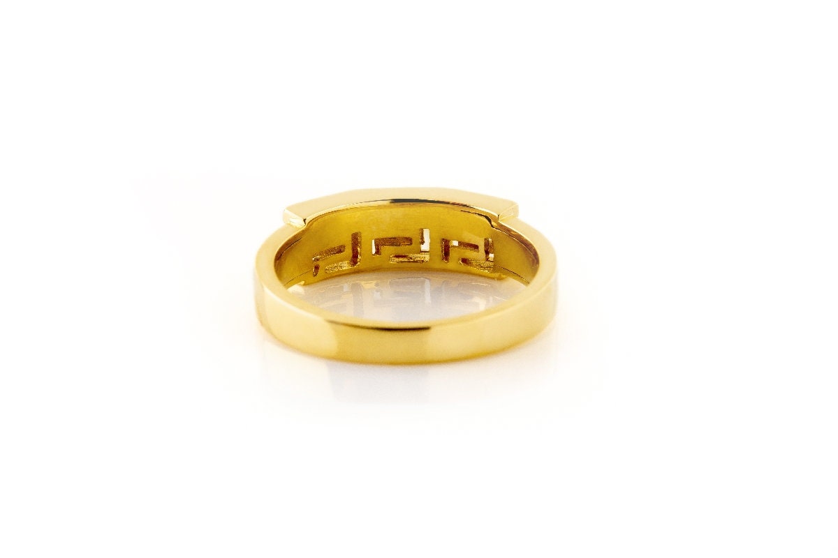 Greek Meander Ring 18K Greek Key Design Diamond Ring 18K Gold, White ...