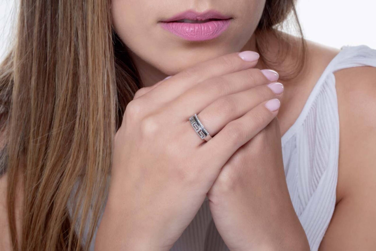 Greek Meander Ring 18K Greek Key Design Diamond Ring 18K Gold, White ...