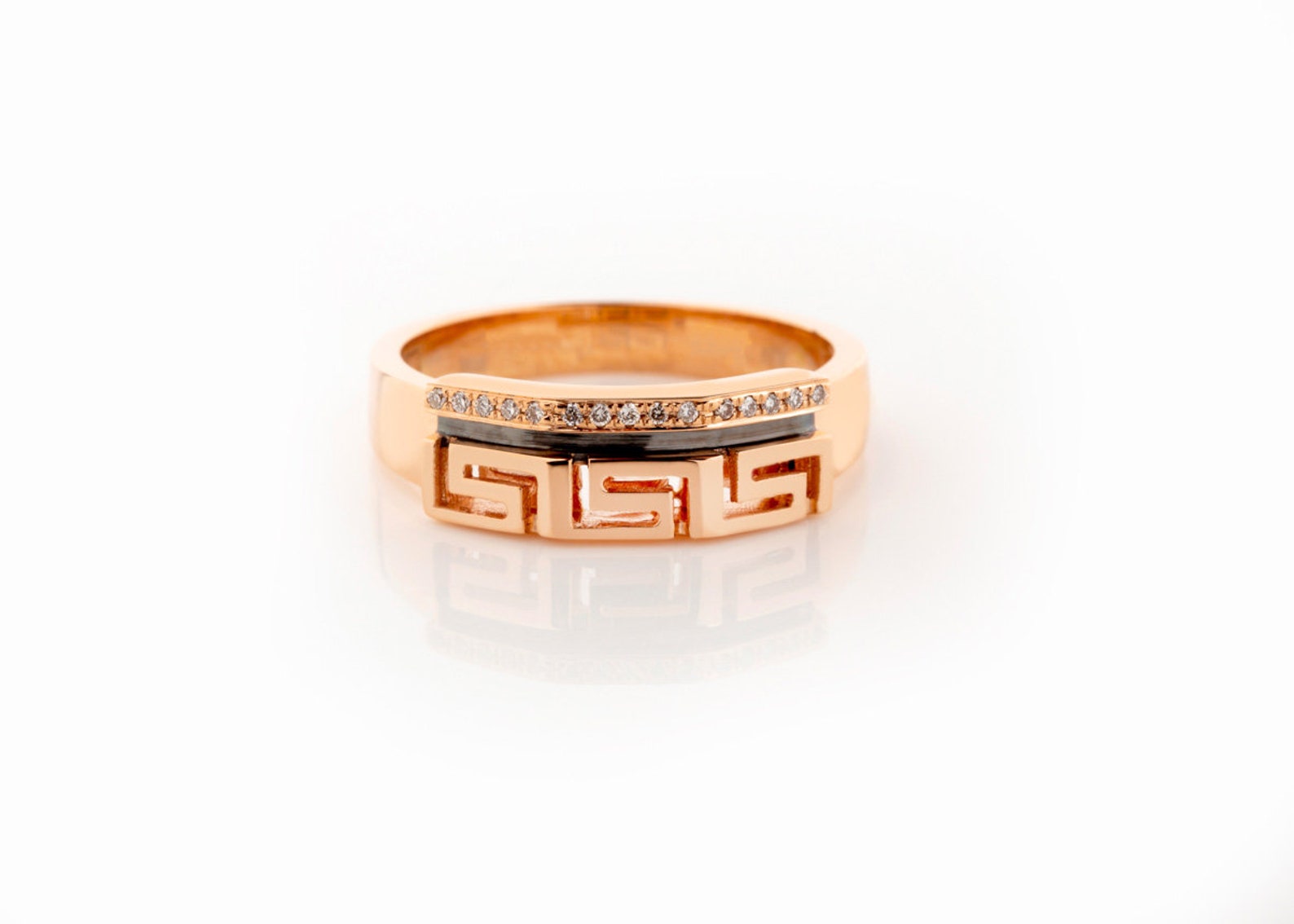 Greek Meander Ring 18K Greek Key Design Diamond Ring 18K Gold, White ...