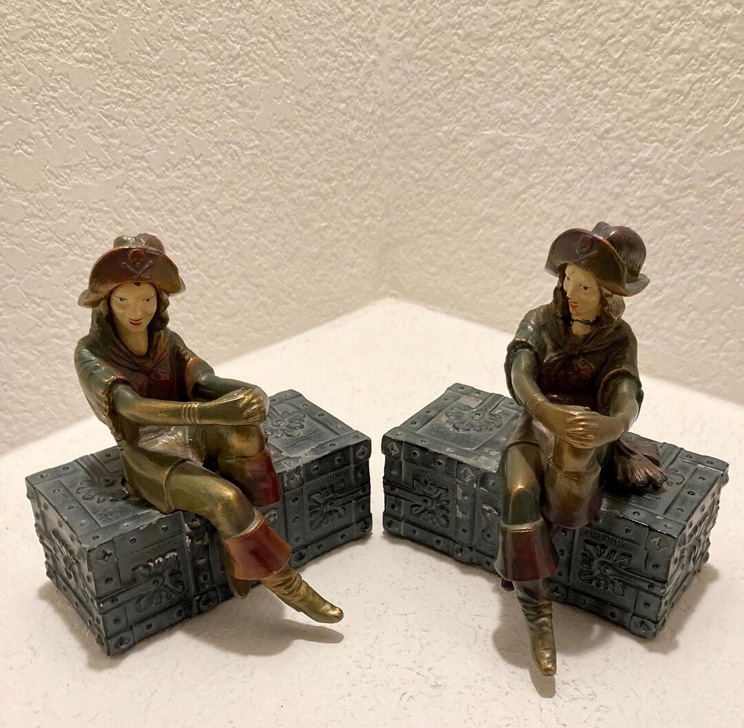 Vintage Cast Metal Pirate Lady Bookends - Etsy