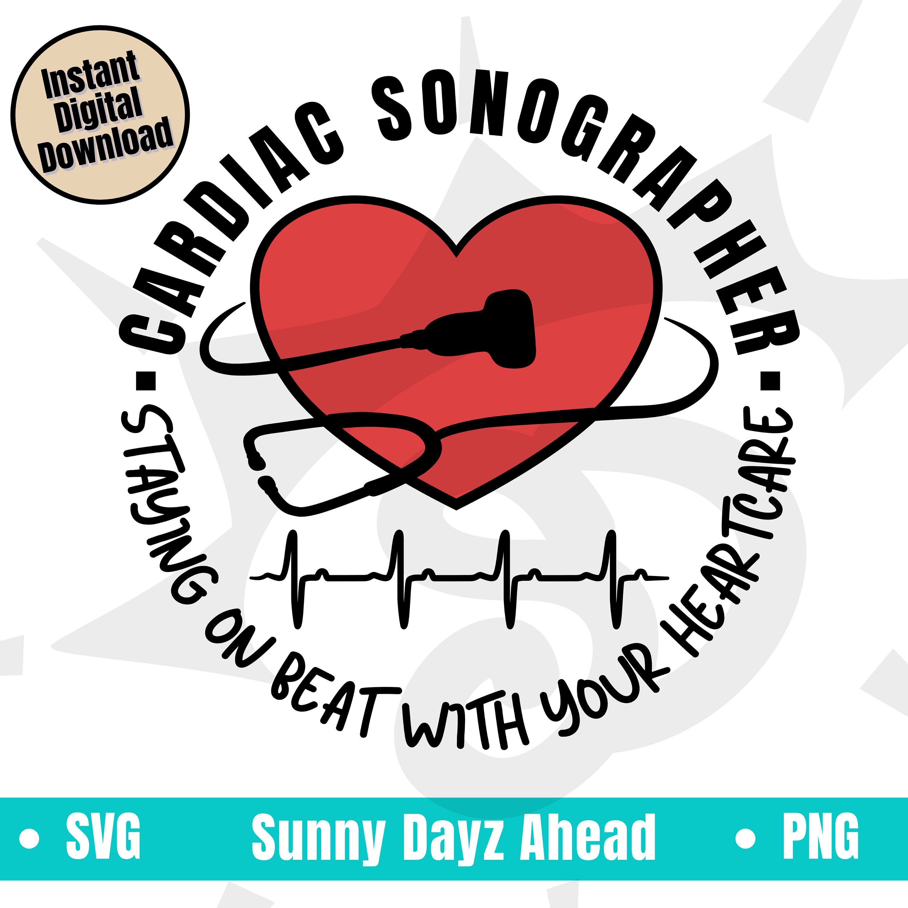 Cardiac Sonographer Ultrasound Art, Healthcare Office Decor PNG, Thank ...