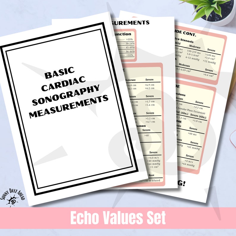 Echo Protocol PDF, Cardiac Sonographer Measurements, Quick Reference ...