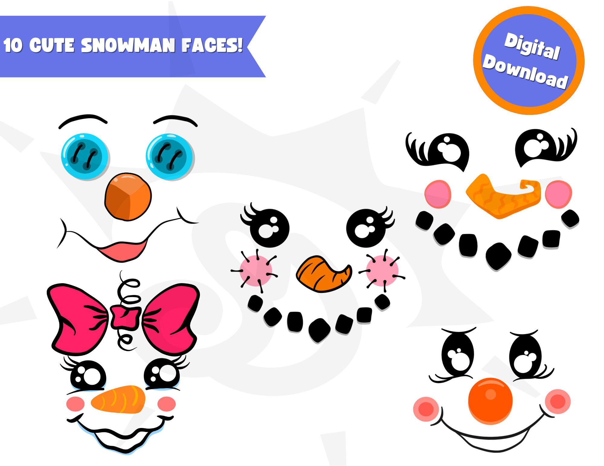 Snowman Face SVG Christmas Clipart to Create Christmas in July or ...