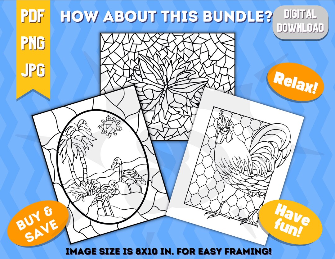 Stained Glass Coloring Pages, Adult Coloring Book, Easter Basket ...