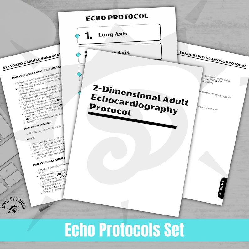 Echo Protocol PDF, Cardiac Sonographer Measurements, Quick Reference ...