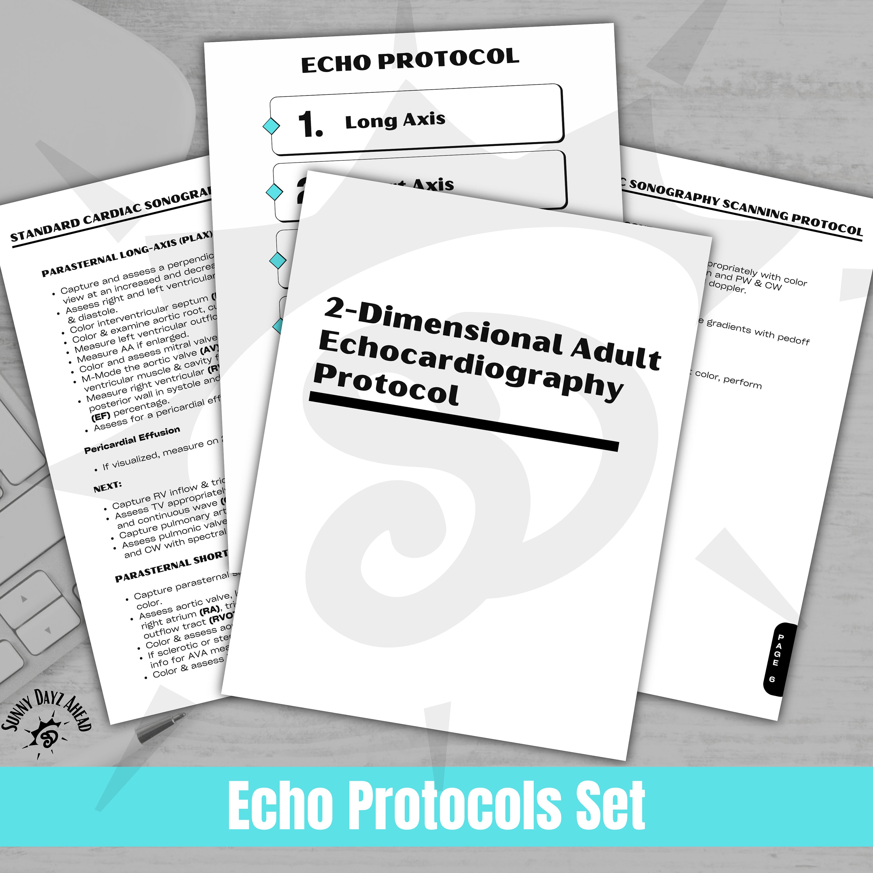 Echo Protocol PDF, Cardiac Sonographer Measurements, Quick Reference ...