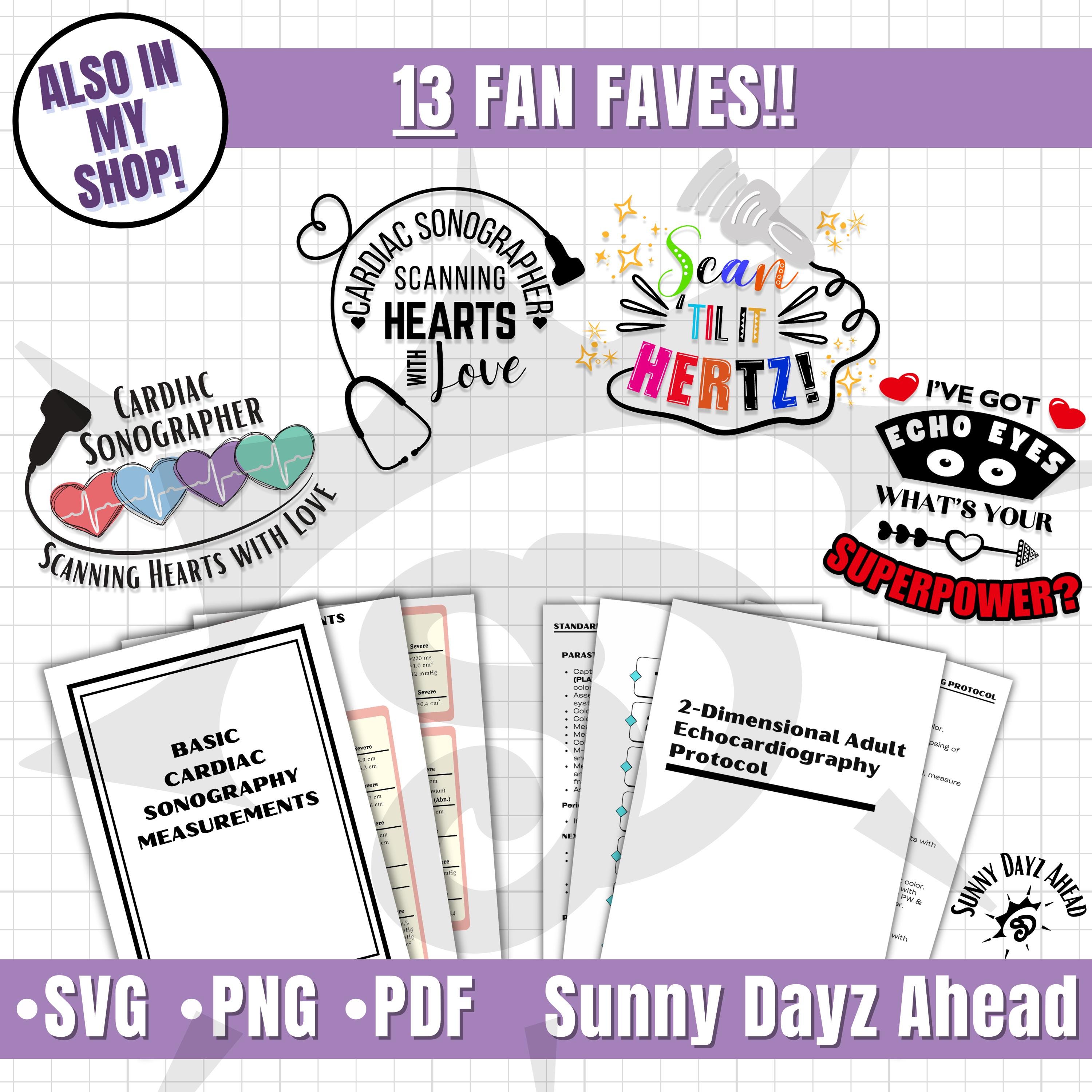 Echo Tech Digital SVG Clipart Bundle, Cardiac Sonographer Best Seller ...
