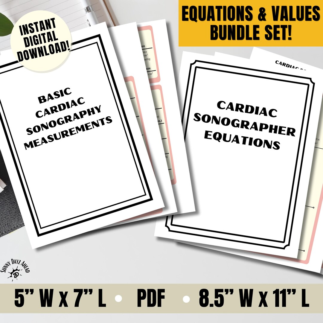 Cardiac Sonographer Formulas PDF, Echo Tech Values Study Guide Bundle ...