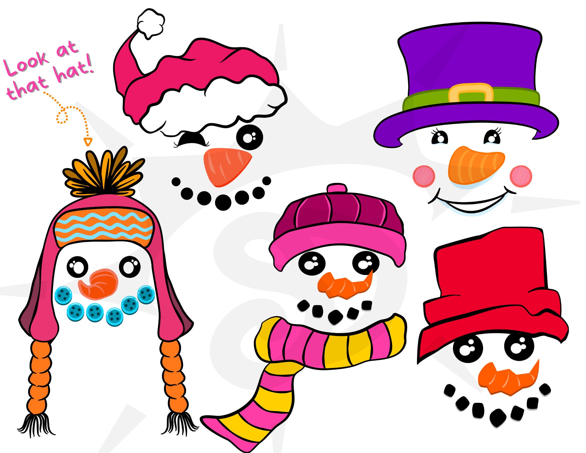 Snowman Face SVG Christmas Clipart to Create Christmas in July or ...