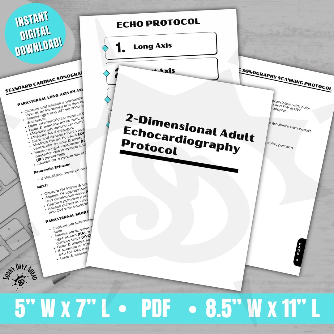 Echo Tech Protocol PDF, Cardiac Sonography Ultrasound Notes, Quick ...